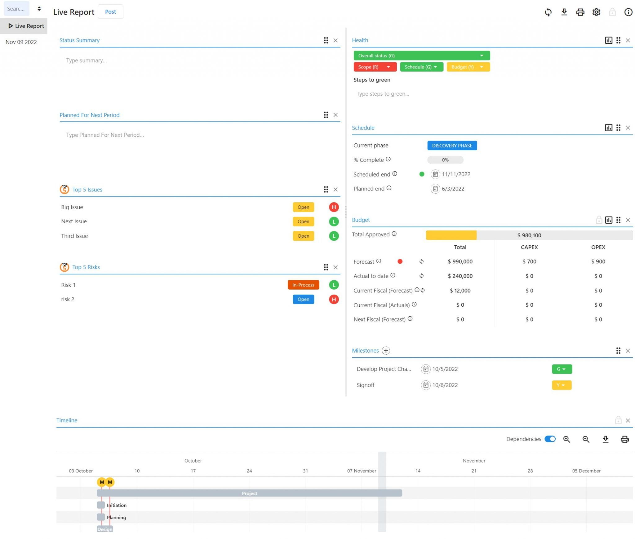 Status Reporting - Create and share Status Reports | Completix